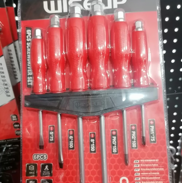 WISEUP 6‑Piece Hammer‑Through Screwdriver Set, CR‑V Steel, Anti‑Slip G
